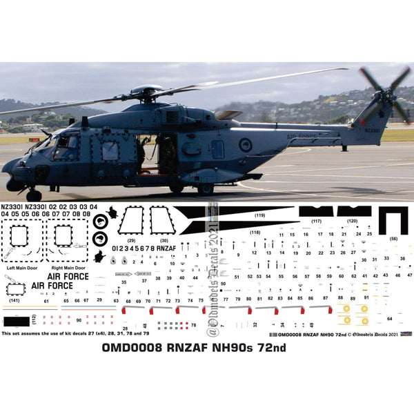 OMD0008 RNZAF NH90 1/72 Decals – Injection Models Now