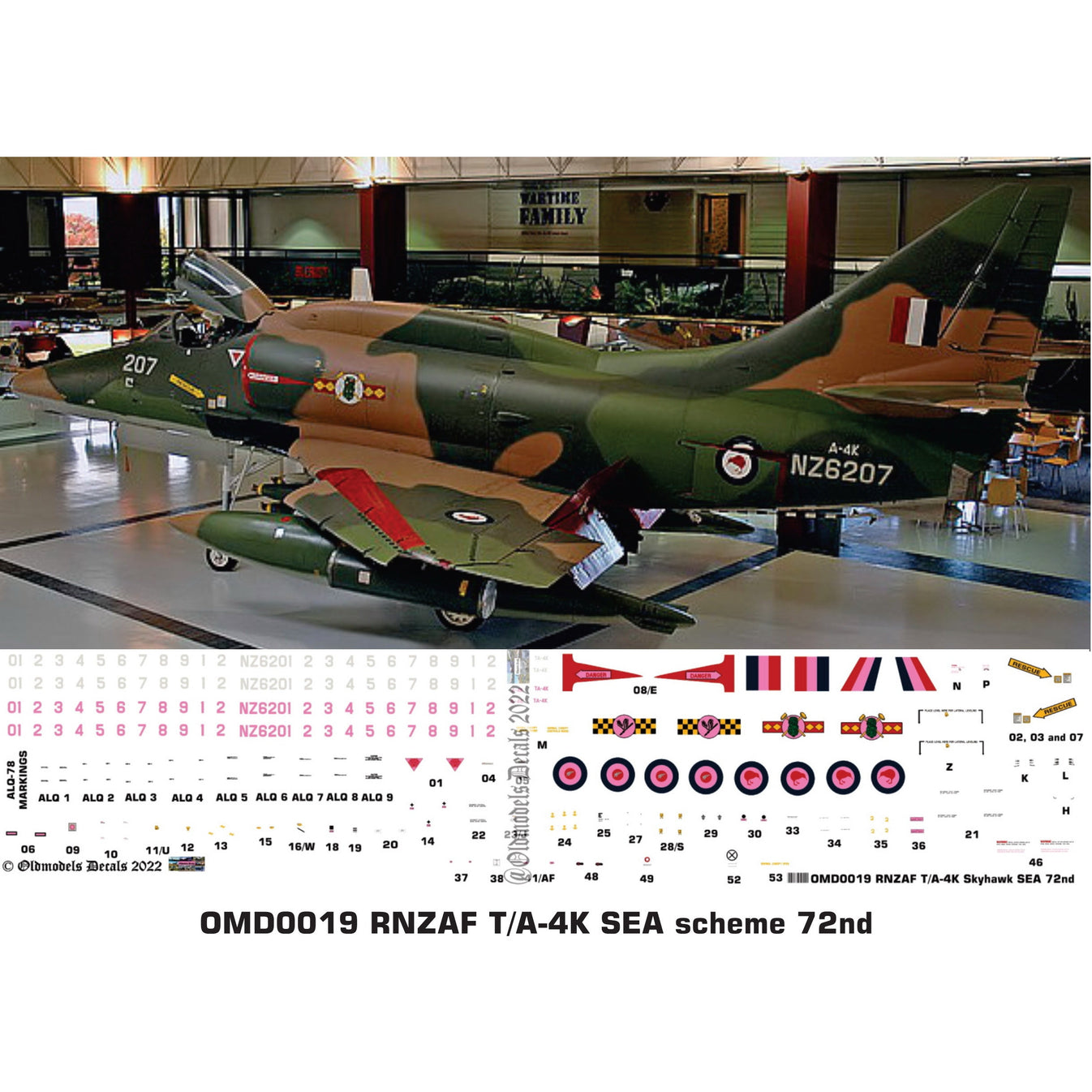 OMD0019 RNZAF A-4K / TA-4K Skyhawk SEA 1/72 Decals – Injection Models Now